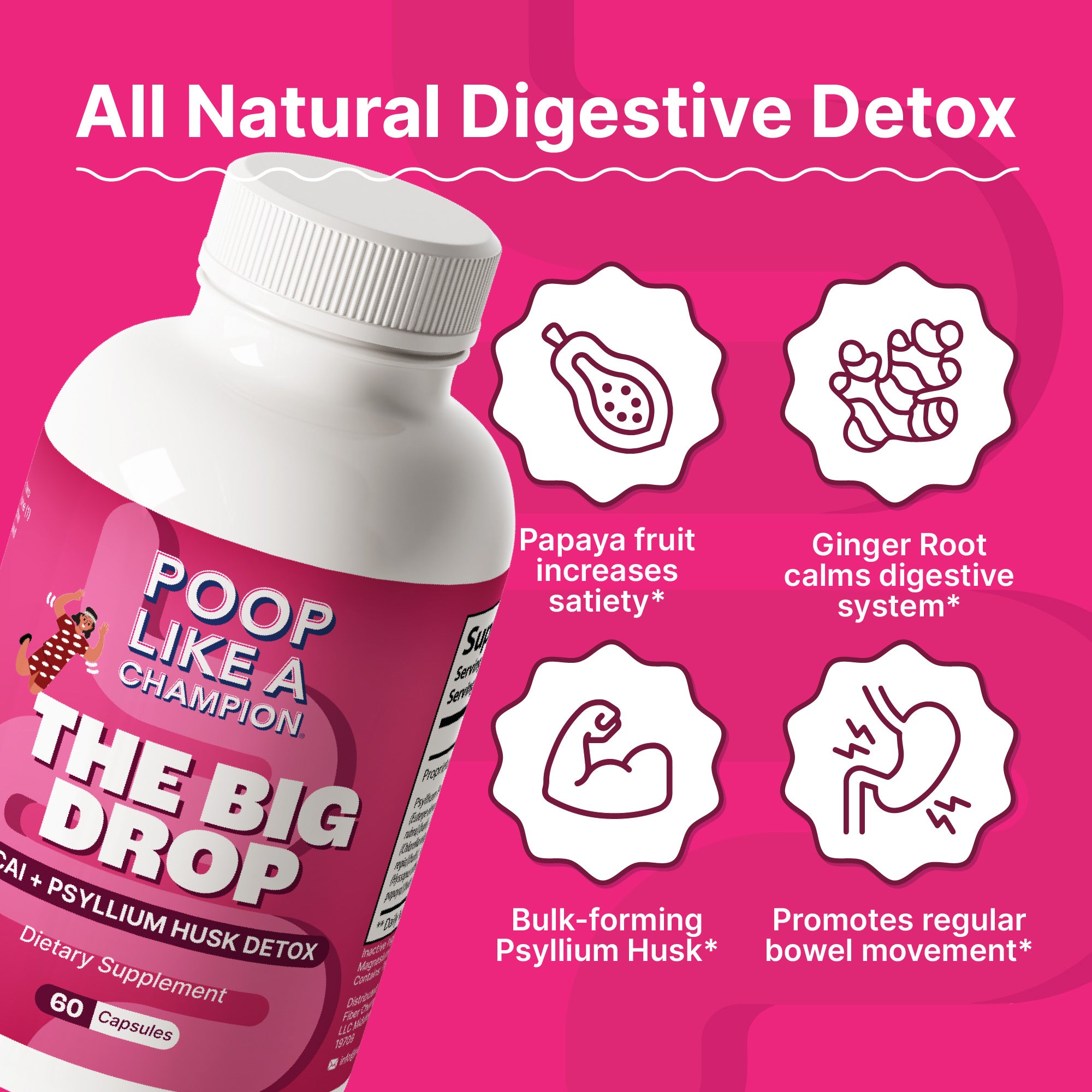 The Big Drop - Psyllium & Acai Detox Capsules – Poop Like a Champion®