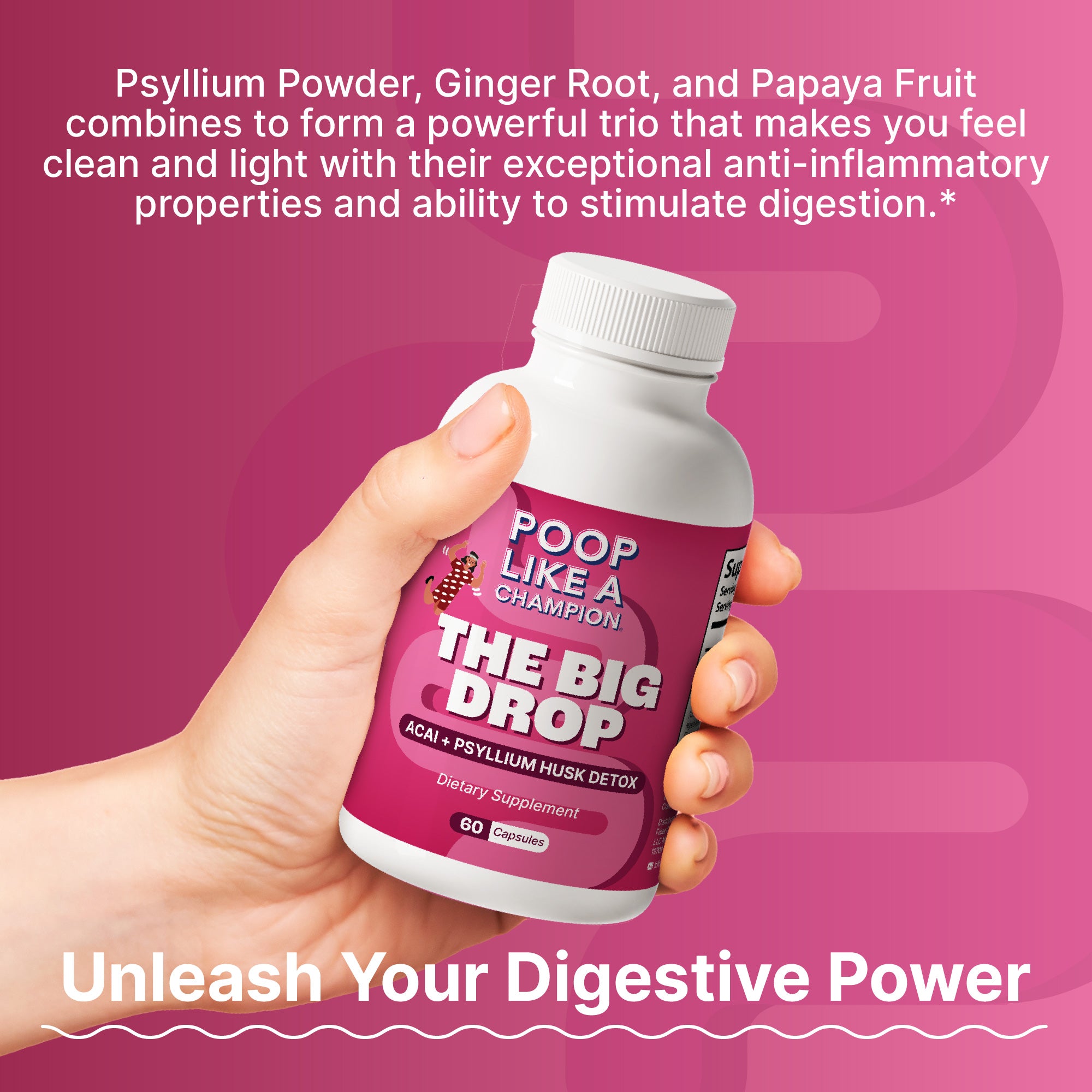 The Big Drop - Psyllium & Acai Detox Capsules – Poop Like a Champion®